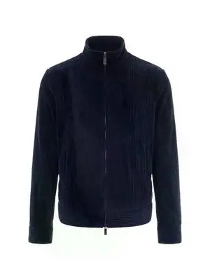 Emporio Armani Ribbed-knit Zip-up Jacket - Blue