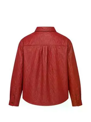 PUSHBUTTON Crinkled-finish Logo-print Shirt