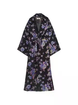 PSOPHIA Floral-print Oversized Coat - Black
