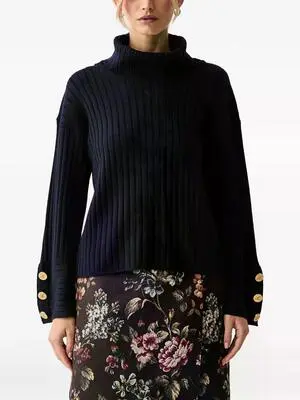 Luisa Spagnoli Mabels Ribbed Button-cuff Sweater - Blue