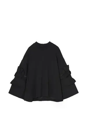 PSOPHIA Ruffled-sleeve T-shirt - Black