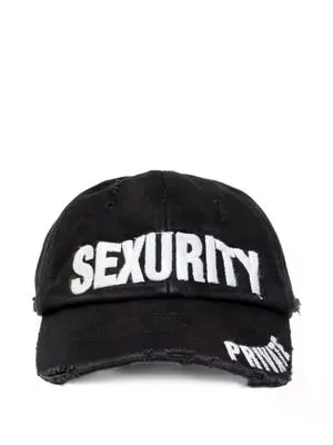 PROTOCOL INDEX Graphic-embroidered Distressed Cap - Black