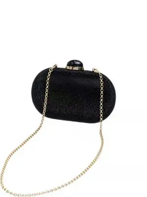 Luisa Spagnoli Crystal-embellished Oval Clutch Mini Bag - Black