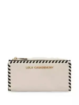 Lola Casademunt Whipstitch-trim Logo-plaque Wallet - Neutrals