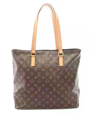 LOUIS VUITTON 2001 Monogram Cabas Mezzo Tote Bag - Brown
