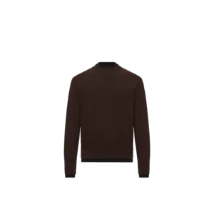 Moncler Leather Logo Wool & Cashmere Blend Jumper - Brown
