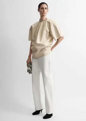 TOTEME Cocoon Leather Top - Stone