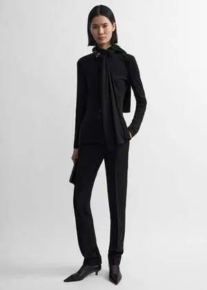 TOTEME Ribbed Bow Blouse - Black