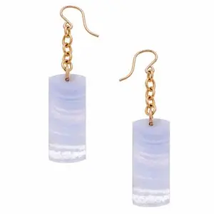 HEATHER HAWKINS Lace Agate Bar Drop Earrings Lace Agate Gold-filled - Blue