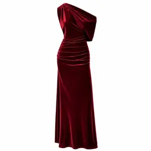 ME & THEE Rhyme Nor Reason Burgundy Velvet Maxi Dress - Red