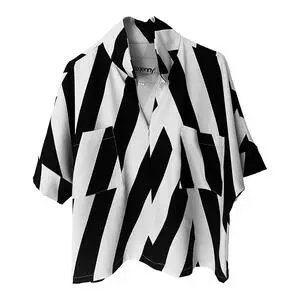MAXJENNY Cropped Shirt & White - Black