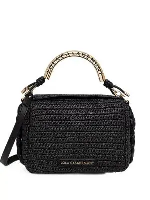 Lola Casademunt Woven-effect Logo-handle Tote Bag - Black