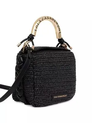 Lola Casademunt Woven-effect Logo-handle Tote Bag - Black