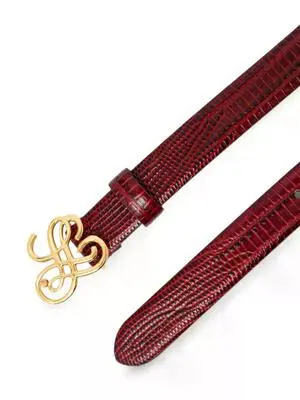 Luisa Spagnoli Danielina Lizard-effect Monogram-buckle Belt - Red