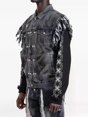 THUG CLUB Tc Angels Fringe-trim Denim Jacket