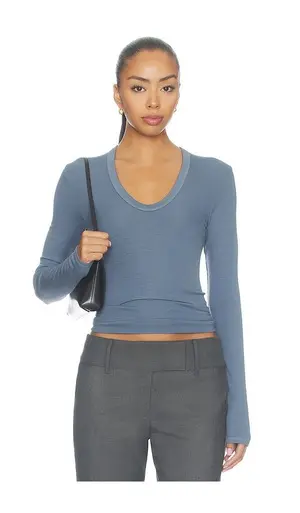 Enza Costa Silk Rib Essential U Tee In . Also