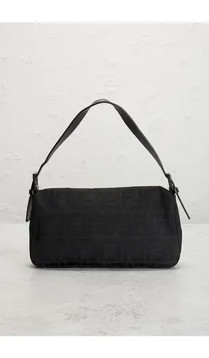 FWRD RENEW Fendi Zucca Baguette Shoulder Bag - Black