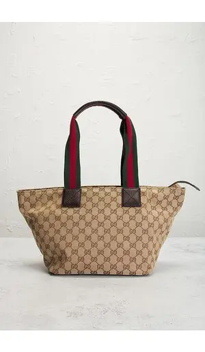 FWRD RENEW Gucci Web Bucket Tote Bag