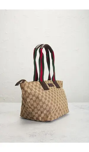 FWRD RENEW Gucci Web Bucket Tote Bag