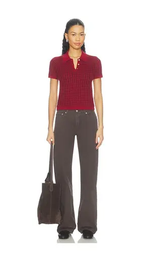 Guest In Residence Shrunken Waffle Polo Top In . Also