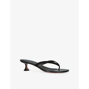 Amina Muaddi Juliette 45 Thong Leather Heels