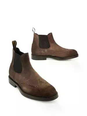 DOUCAL'S Brogue-detail Suede Chelsea Boots