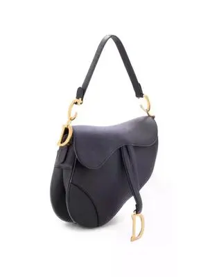 Dior Saddle Handbag Leather Medium Shoulder Bag - Black
