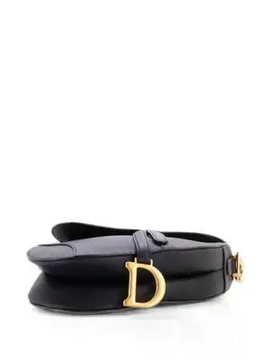 Dior Saddle Handbag Leather Medium Shoulder Bag - Black