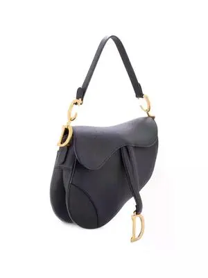 Dior Saddle Handbag Leather Medium Shoulder Bag - Black