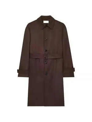LARDINI Single-breasted Wool Trench Coat - Brown
