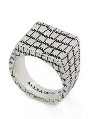 ALLSAINTS Etched Signet Rings - Silver