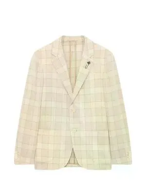 LARDINI Glen-check Bouclé Blazer - Neutrals