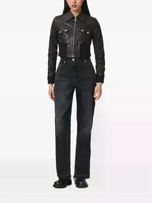 ALLSAINTS Ribbed-knit Panelled Leather Jacket