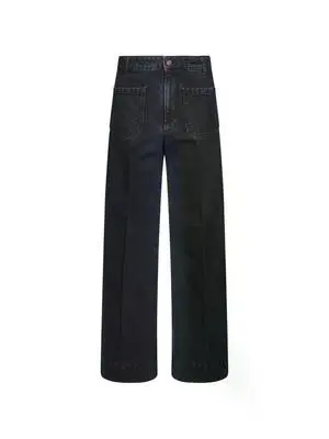 Victoria Beckham Patch-pocket Wide-leg Jeans - Black
