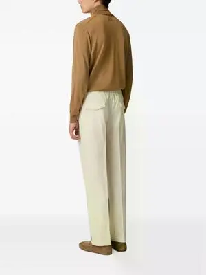 LARDINI Flat-front Flannel Straight-leg Trousers