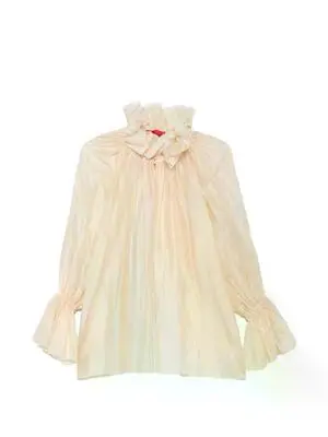 THELATEST Estelle Ruffled-collar Balloon-sleeve Top - Neutrals