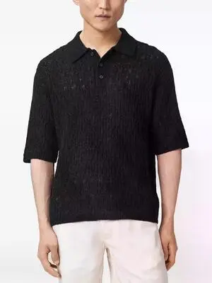 ALLSAINTS Cable-knit Polo Shirt - Black