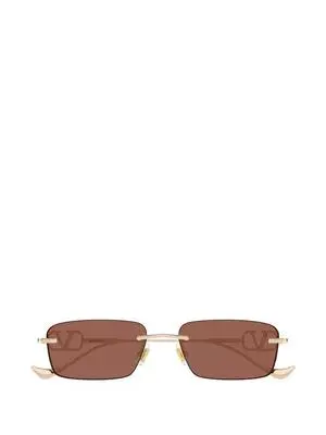 Valentino Garavani Vlogo Rectangle-frame Sunglasses - Gold