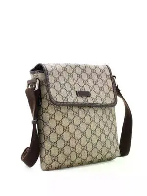 Gucci Flap Messenger Gg Coated Canvas Small Crossbody Bag - Brown