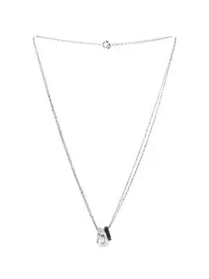 Cartier Love 3 Ring Pendant 18k White Gold And Ceramic With Diamonds Necklace - Silver