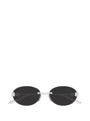 Balenciaga Gossip Bb Rimless Oval-frame Sunglasses - Silver