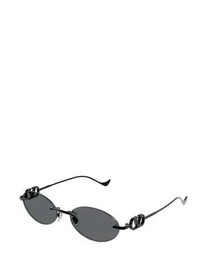 Valentino Garavani Vlogo Rimless Oval-frame Sunglasses - Black