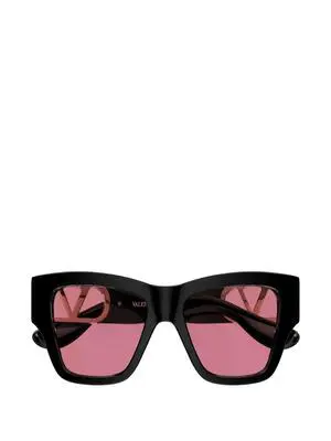 Valentino Garavani Vlogo Crystal-embellished Square-frame Sunglasses - Black