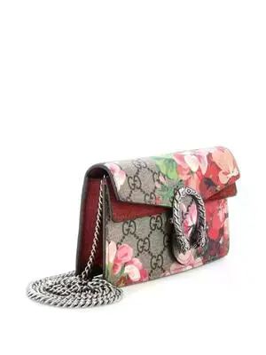 Gucci Dionysus Bag Blooms Print Gg Coated Canvas Super Mini Crossbody Bag - Brown