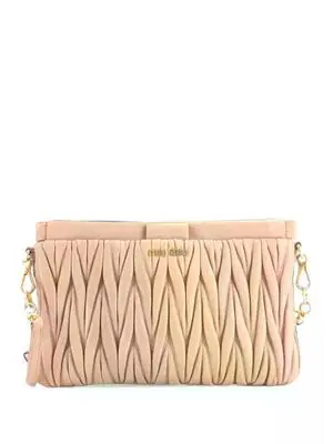 Miu Miu Flap Matelasse Leather Small Crossbody Bag - Neutrals