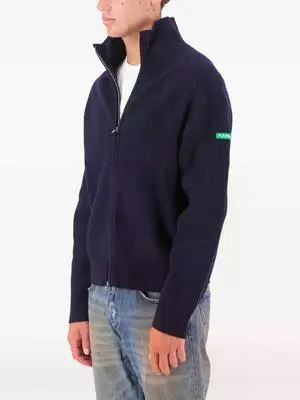 FLANEUR Ribbed-knit Zip-up Cardigan