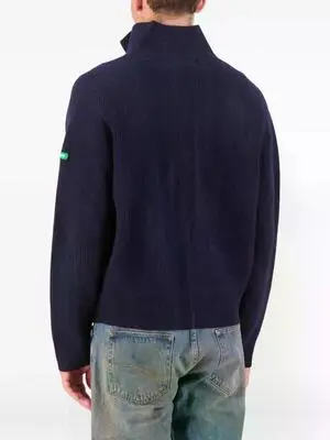 FLANEUR Ribbed-knit Zip-up Cardigan
