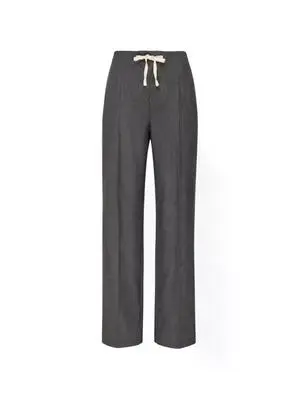 SONIA CARRASCO Pleated Drawstring Wool Trousers