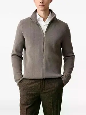 LINDBERGH Ribbed-knit Zip-up Cardigan - Grey