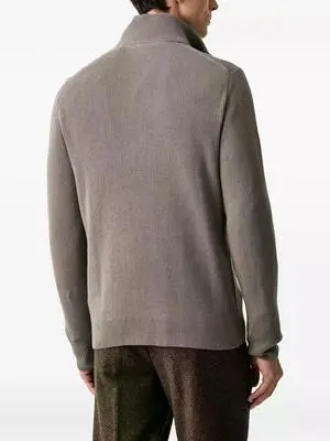 LINDBERGH Ribbed-knit Zip-up Cardigan